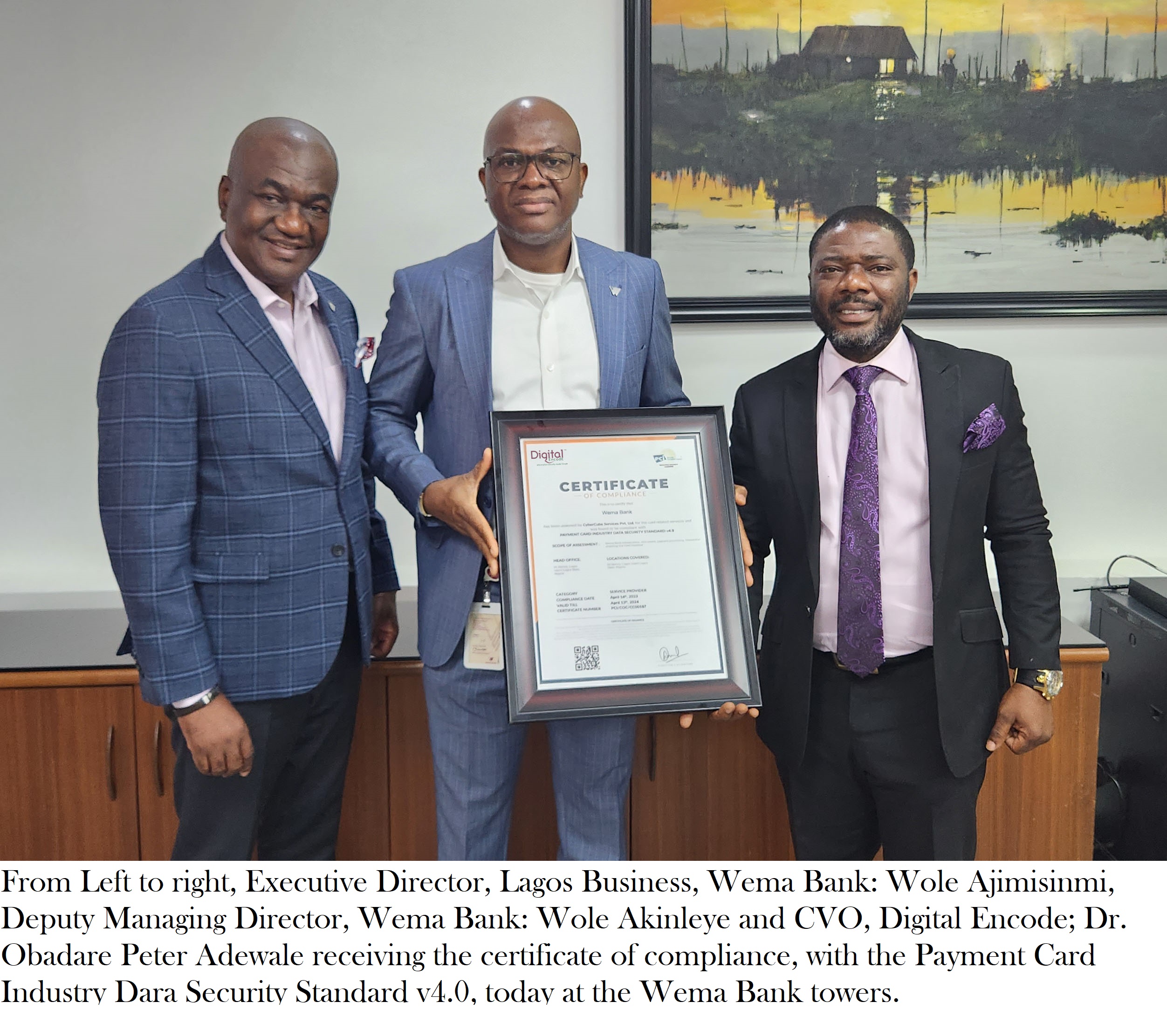 Wema Bank Receives Compliance Certificate With Payment Industry Card I ...